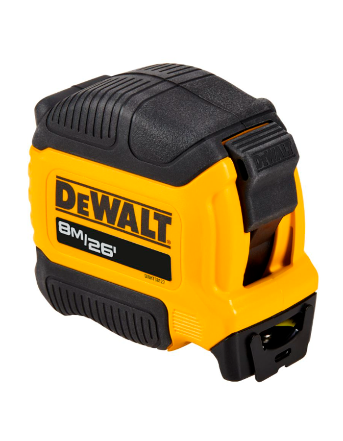 Рулетка DeWalt 8 м DWHT38127-5, поясное крепление, две шкалы