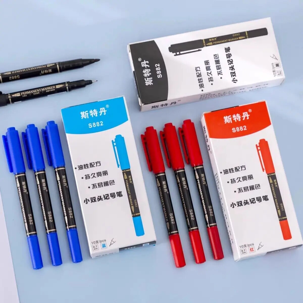 Двусторонние контурные маркеры для рисования Черный, black 10PCS — фото 1