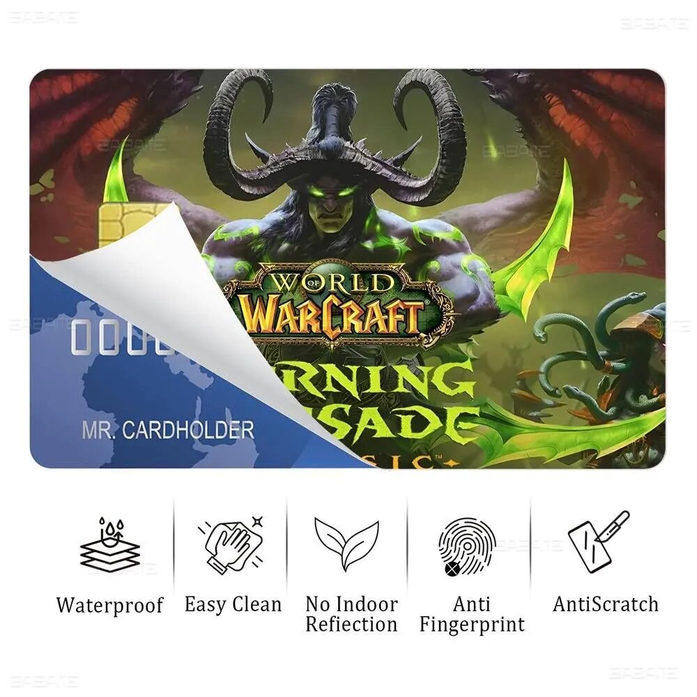 World of Warcraft Мир Warcraft Игра Наклейки на банковские карты, матовая противоскользящая набор