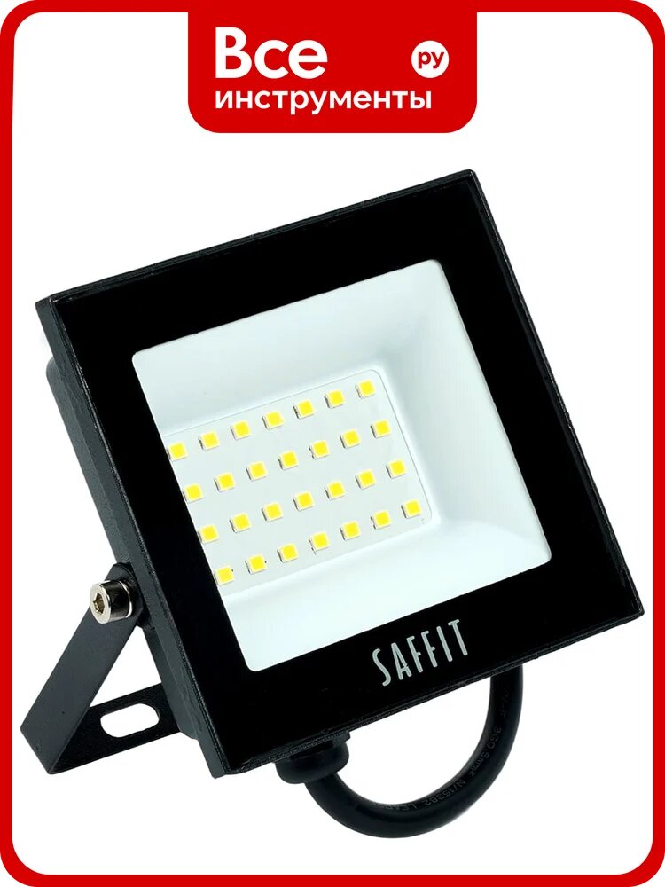Прожектор светодиодный 2835SMD SAFFIT 30W 4000K AC220V/50Hz IP65, черный в компактном корпусе, SFL90-30 55076