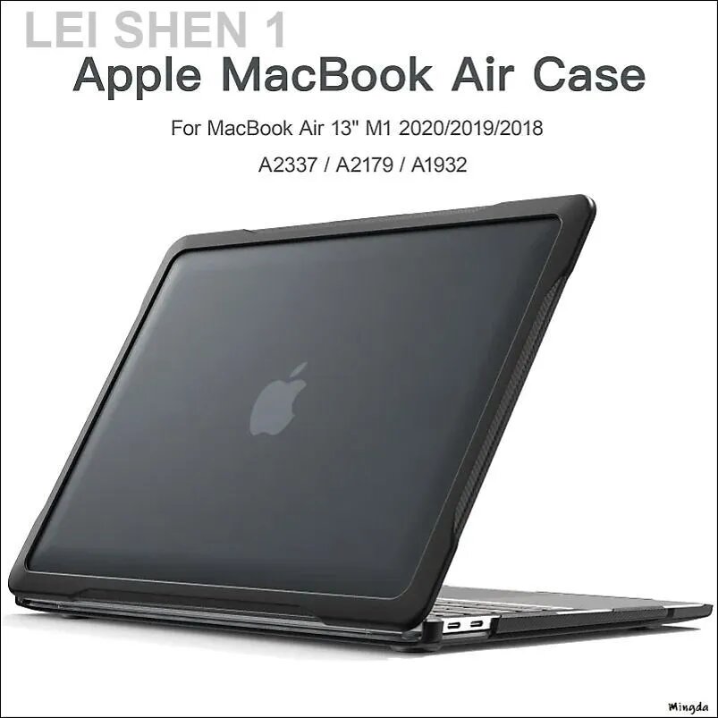 Чехол для MacBook Air 13 M1 2018/2020 (A1932 A2179 A2337), Чехол для ноутбука Противоударный корпус из ТПУ+ПК Защитный футляр, Черный