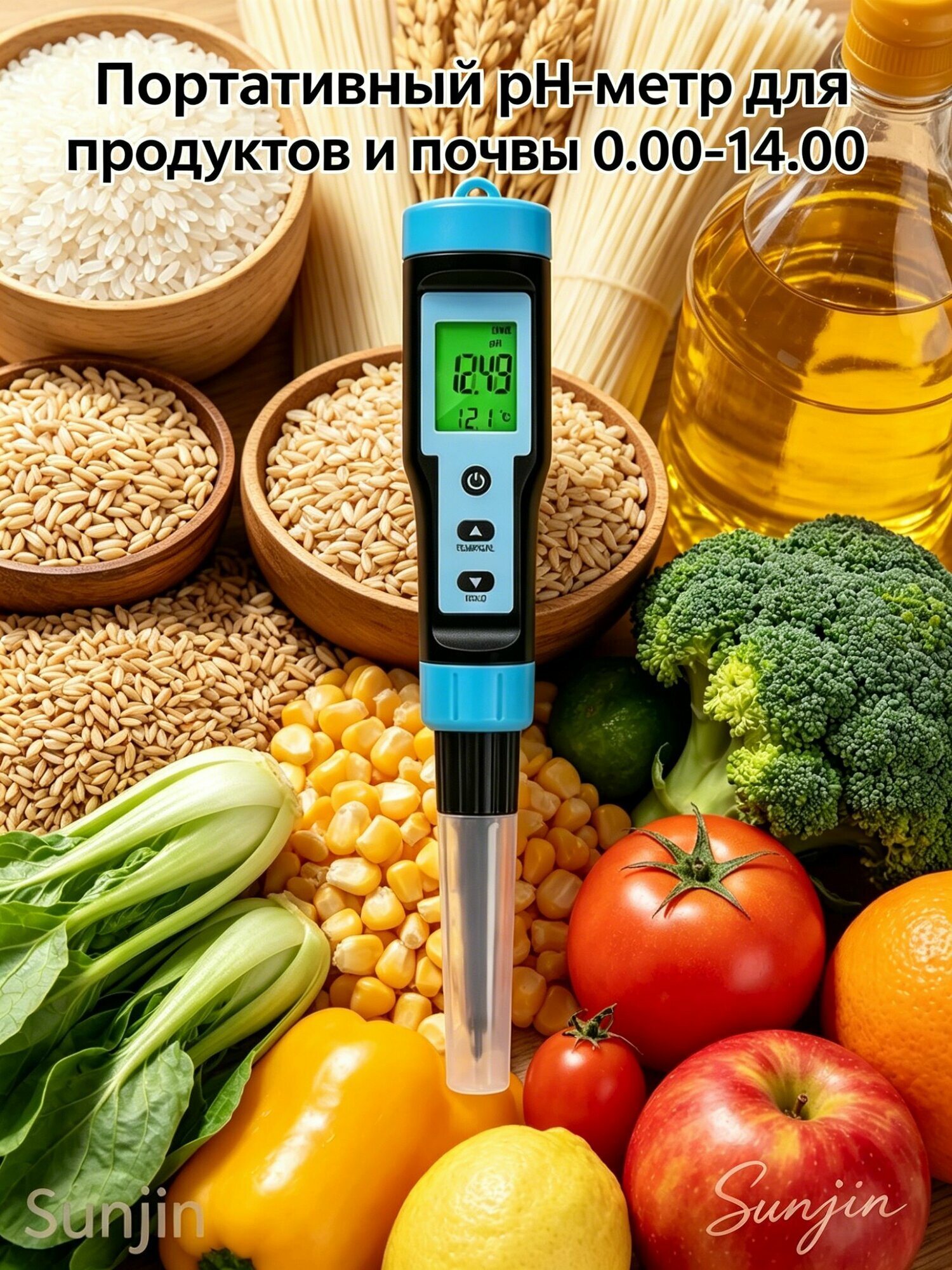 Нитрат, экотестер pH-метр для пищевых продуктов, почвы и воды, портативный тестер кислотности, 0.00–14.00 pH, точный, с автокалибровкой, для теста и мяса для пищи для почвы для воды
