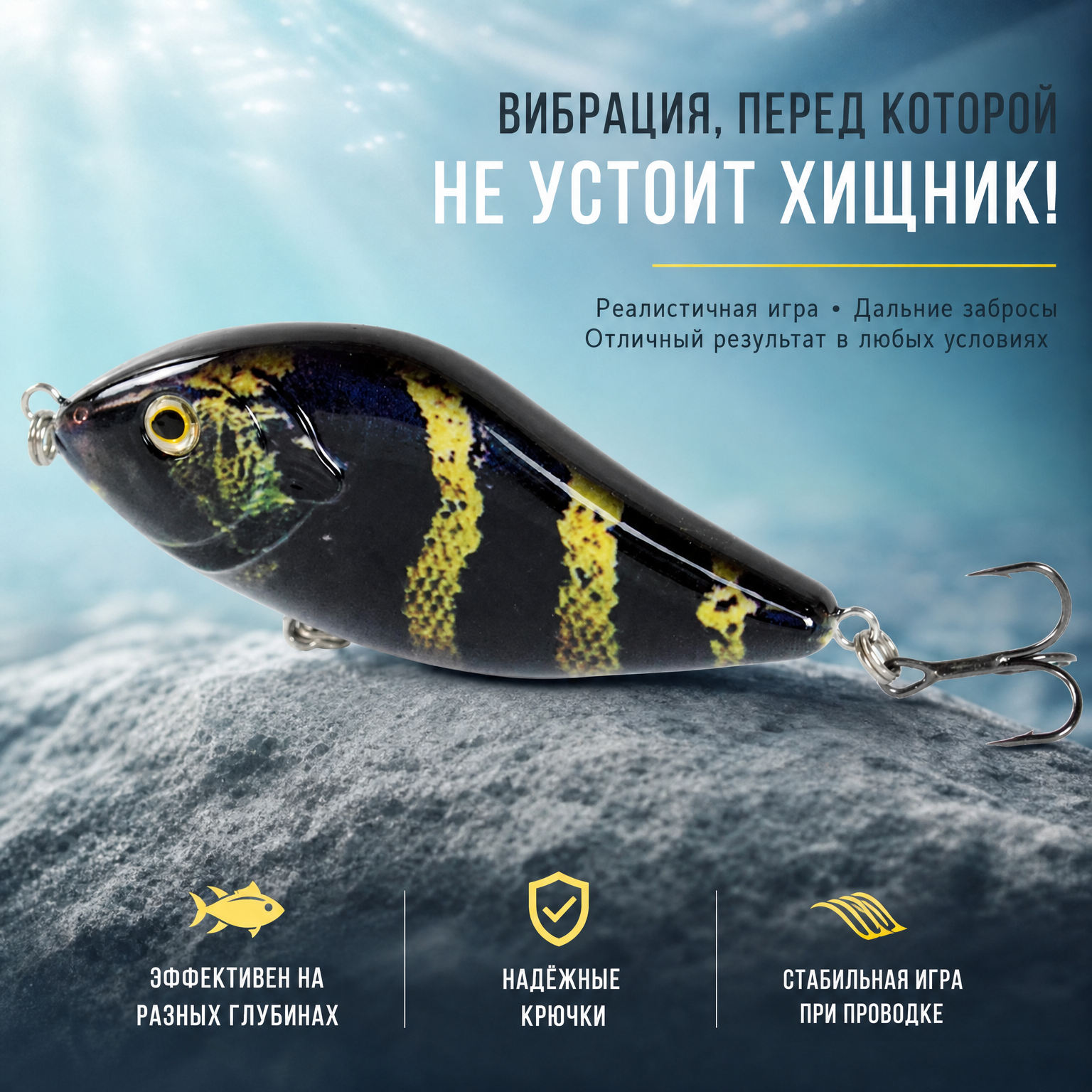Вибрационный джеркбейт на щуку, тонущая приманка, 11 см, 48 г (Цвет товара: vib011-03&11cm 48g; Длина: 110 мм)