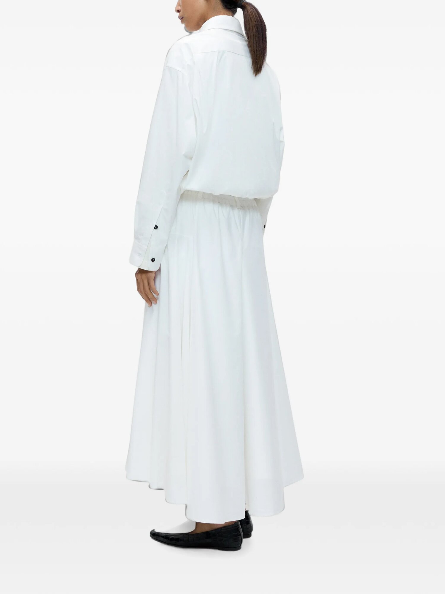 Рубашка CORDERA Elasticated-hem oversized shirt, размер OneSize, бежевый/белый — фото 1