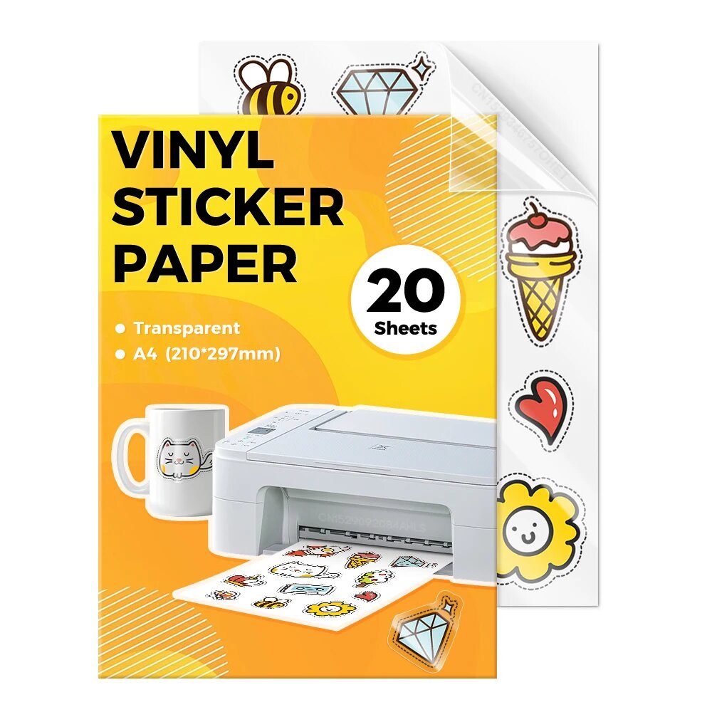 Виниловая бумага для печати наклеек A4, прозрачная, 10-50 листов 20 Sheets