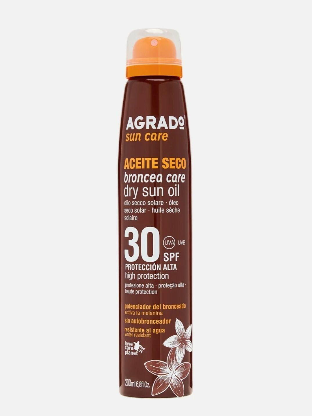 Сухое масло-спрей для загара spf 30 AGRADO dry sun oil