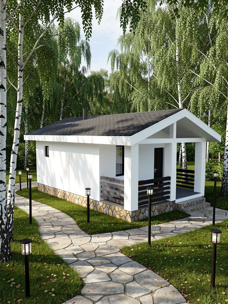 Проект бани из блока с террасой и комнатой отдыха 5,20х9,0 м