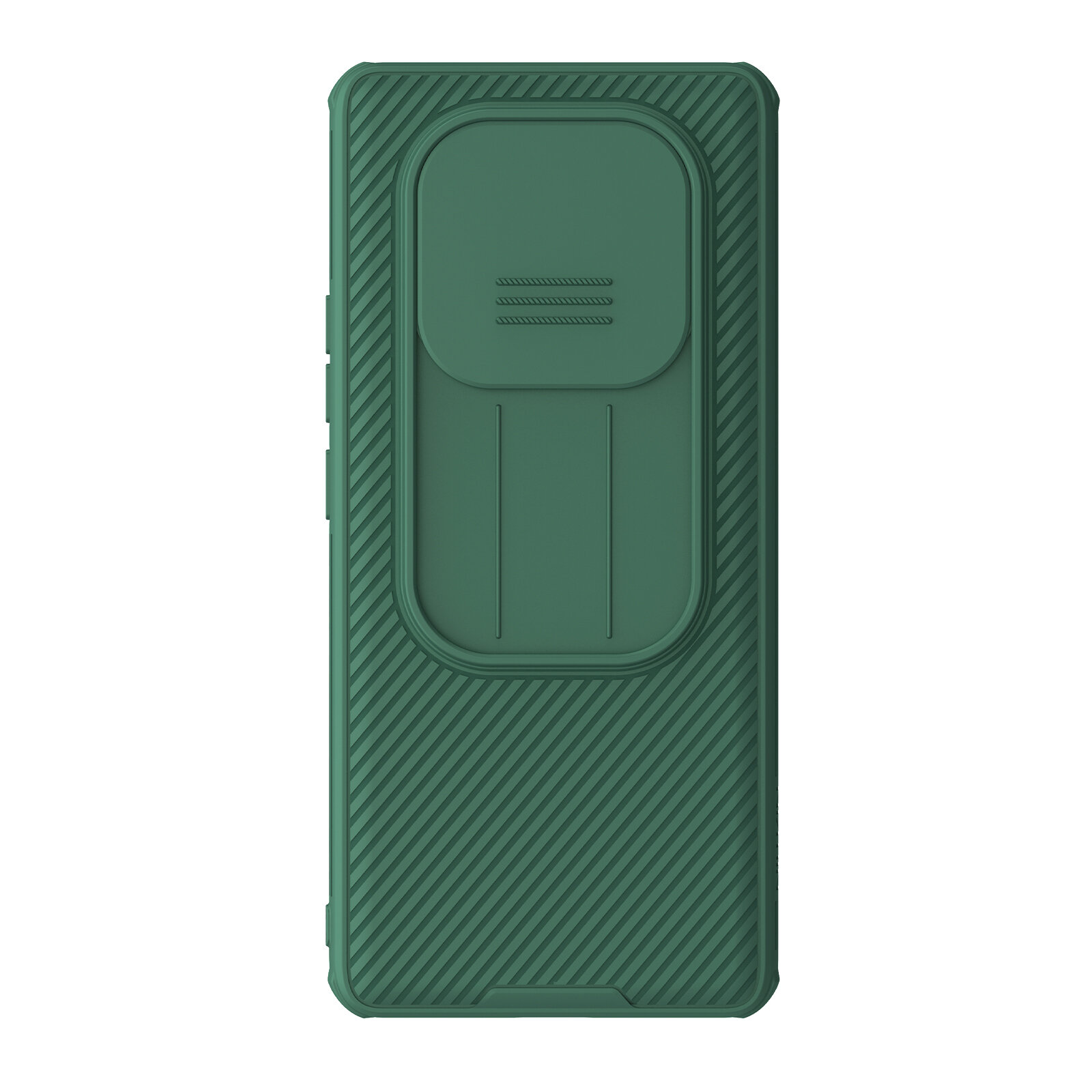 Усиленный чехол зеленого цвета (Dark Green) с сдвижной шторкой для камеры от Nillkin для Xiaomi Redmi Note 14 Pro 5G и Mi Poco X7 5G, серия CamShield Pro Case