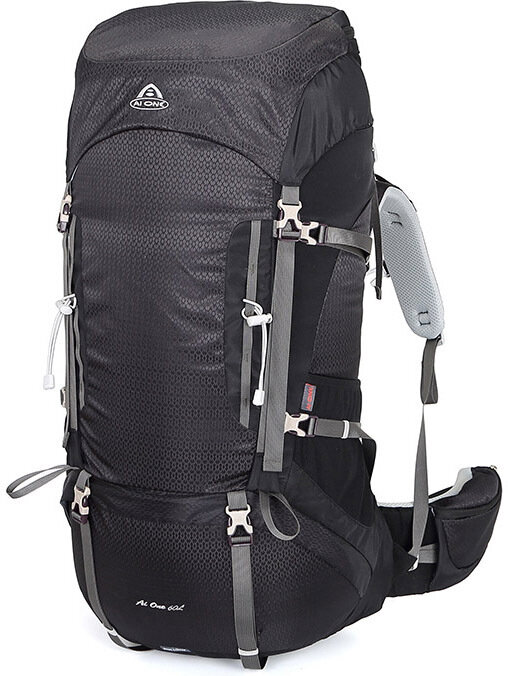 Рюкзак Ai-one 8125A Black туристический 60л. с чехлом от дождя