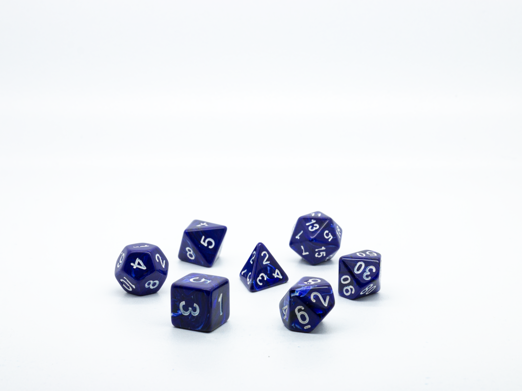 Набор кубиков для D&D (Dungeons and Dragons, ДнД, Pathfinder): Тёмно-синие