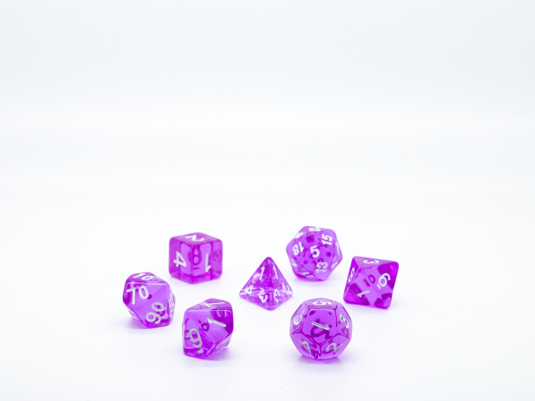 Набор кубиков для D&D (Dungeons and Dragons, ДнД, Pathfinder): Ярко-фиолетовые