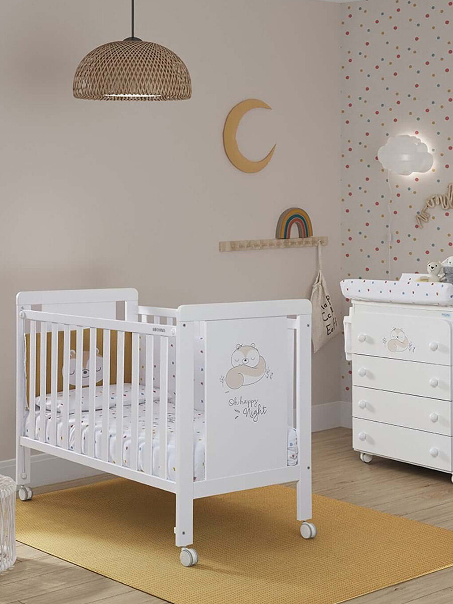 Кровать Micuna Happy 120*60 white, для новорожденных, дерево, белый