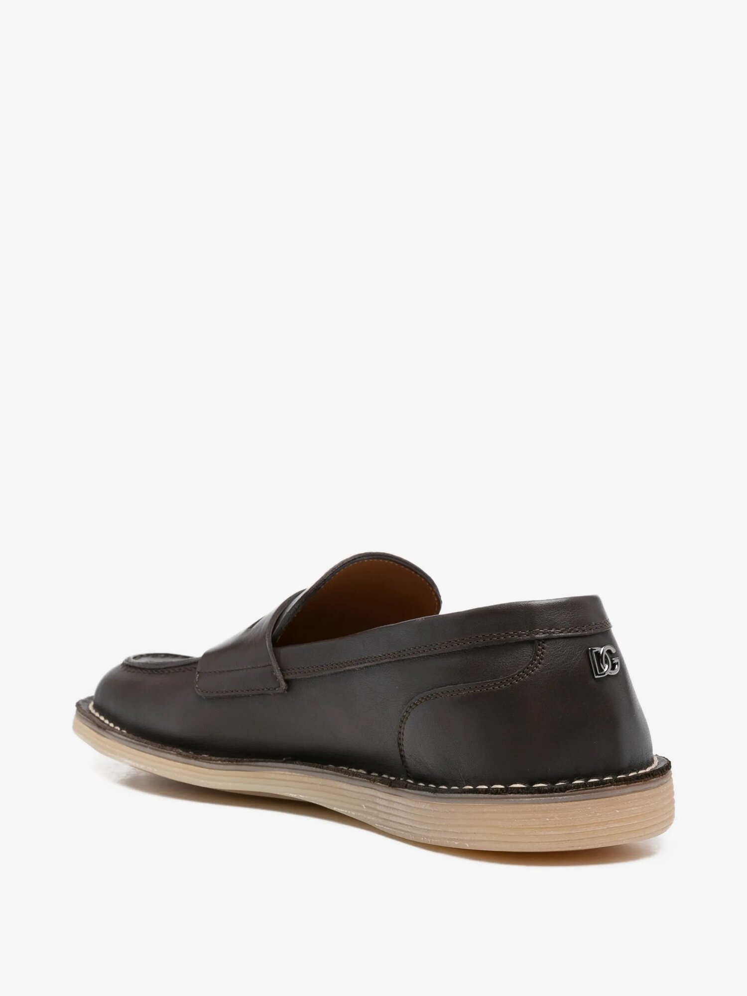 Лоферы DOLCE & GABBANA Penny leather loafers, размер 44.5 EU, brown — фото 1