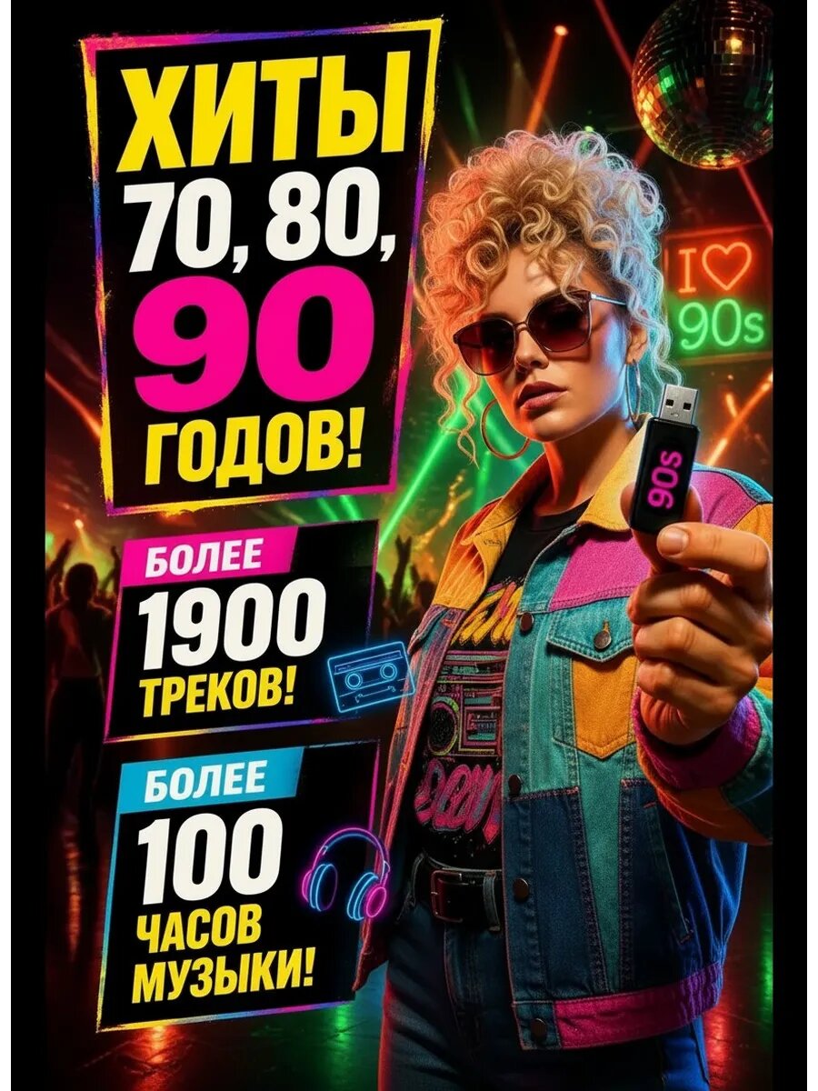 Флешка с музыкой хиты 70,80,90 2000 треков в машину mp3