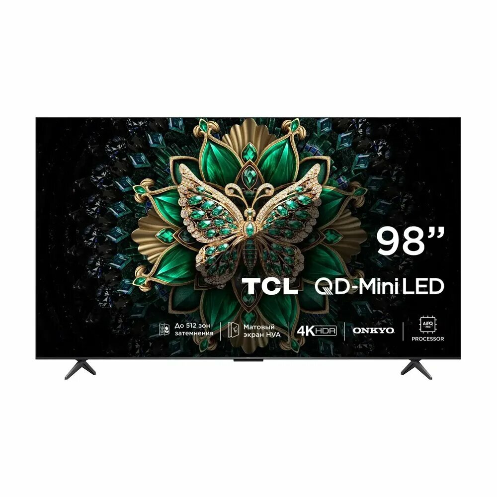 Телевизор TCL 98" 98C6K, QD-Mini LED, 4K HDR, Smart TV (Google TV), черный (2025)