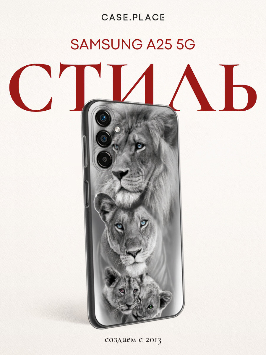 Чехол на Samsung Galaxy A25 5G / Самсунг А25 5G с принтом Львиная семья