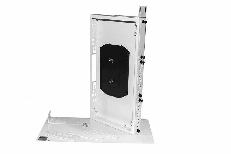 Бокс оптический 19" выдвижной, с полкой, от 8 до 24 портов (SC, duplex LC, ST, FC) серый Hyperline FO-19R-1U-3xSLT-W140H42-24UN-GY