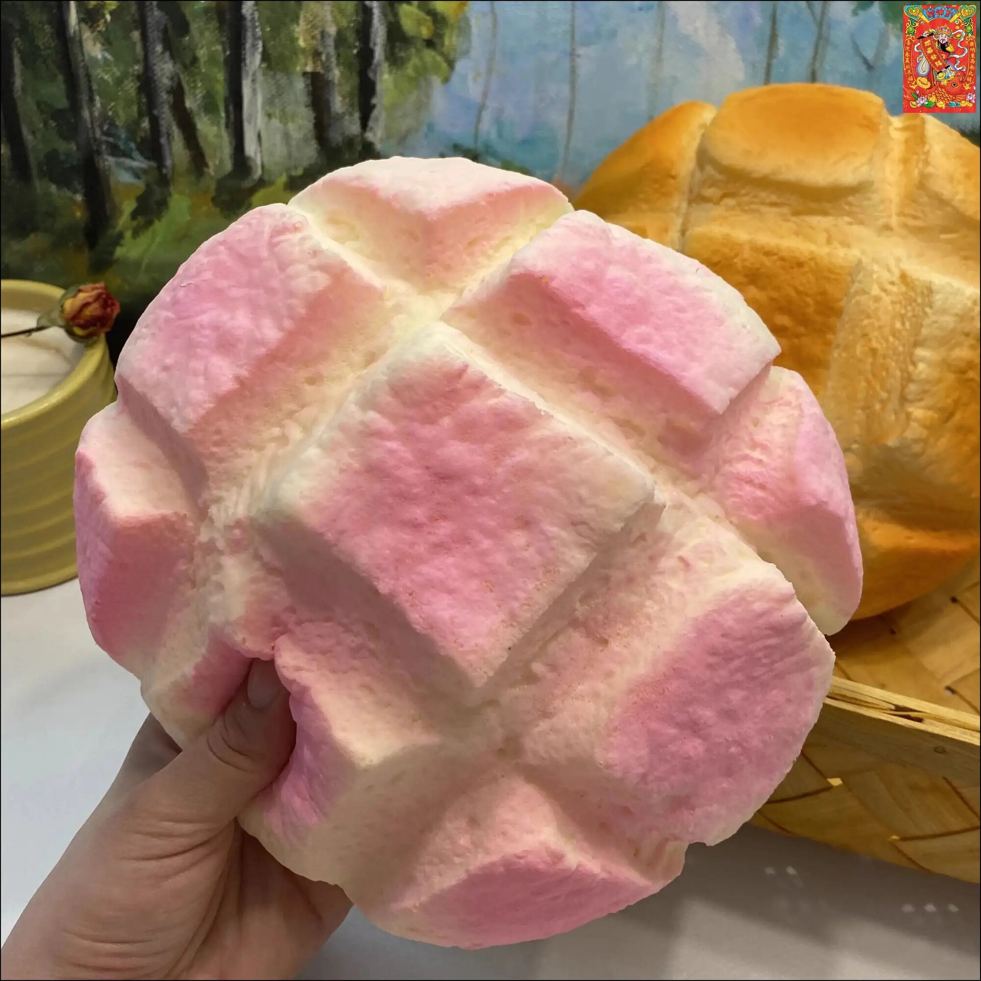 Огромная ананасовая булка игрушка для снятия стресса розовая, мягкая антистресс игрушка в виде еды