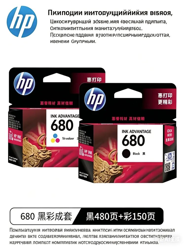 Картридж HP680, оригинал, Черный (black), Набор CMY, 2 шт