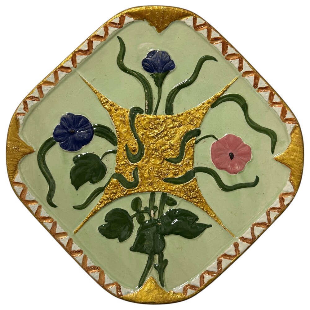 Тарелка декоративная "Вьюны", 23 см, керамика, 1934-1937 гг, Каменнобродский фаянсовый завод, СССР