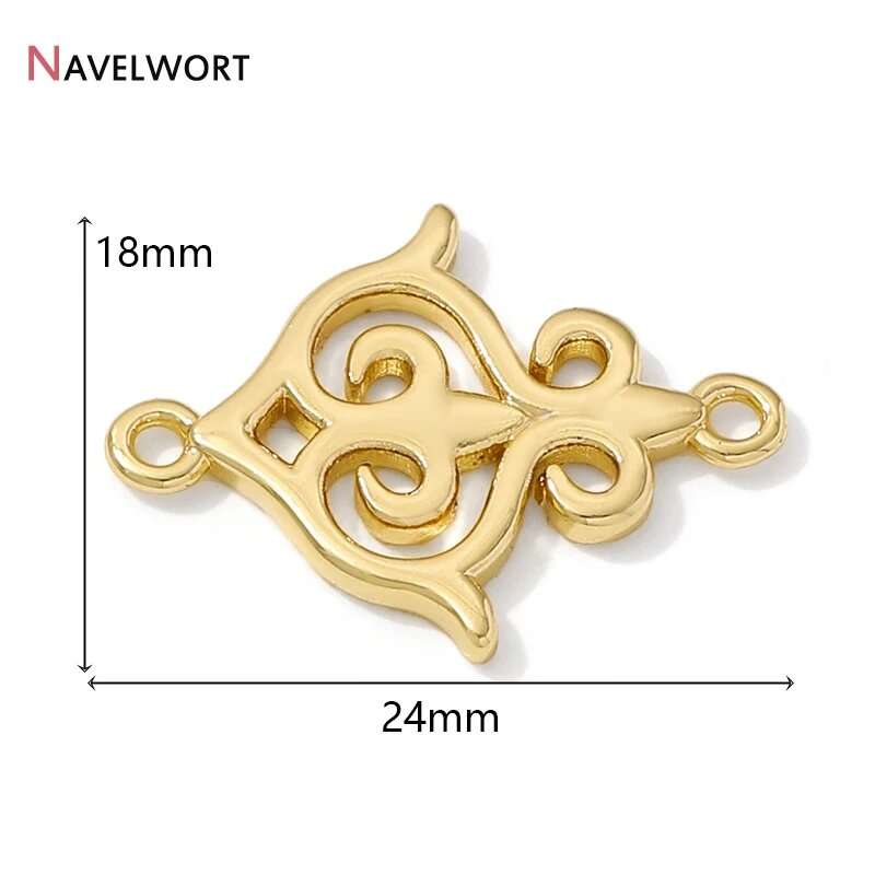 Золотые круглые коннекторы NAVELWORT для бижутерии 5 pieces, Желтый, 18K gold plated