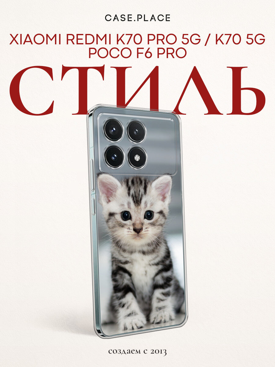 Чехол на Xiaomi Redmi K70 Pro 5G/K70 5G/Poco F6 Pro / Сяоми Редми K70 Про 5G/K70 5G/Поко Ф6 Про с принтом Полосатый котёнок