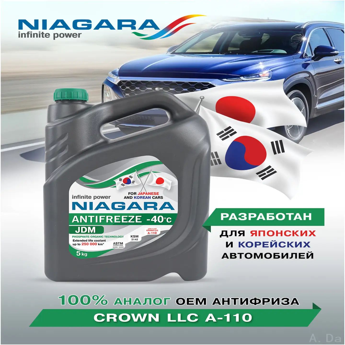Антифриз зеленый (жидкость охлаждающая) NIAGARA JDM-40 Green 5 кг