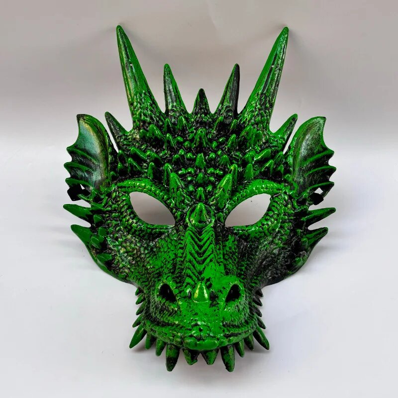 3D маска дракона из ПУ-кожи Зеленый, green