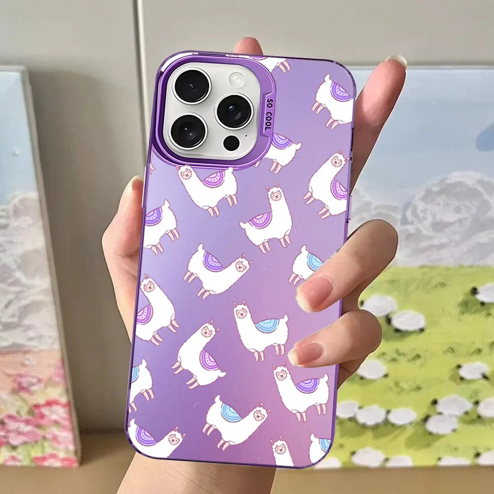 Красочный чехол для телефона с изображением животных альпаки для IPhone 16, 15, 14, 13, 12, 11 Pro Max X XR XSMAX Plus, матовая противоударная задняя крышка