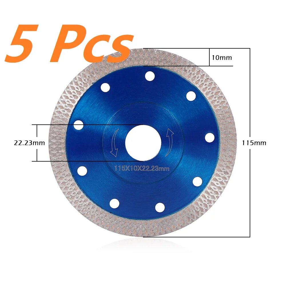 Алмазный отрезной диск 115/125 мм Turbo для плитки Blue 5Pcs