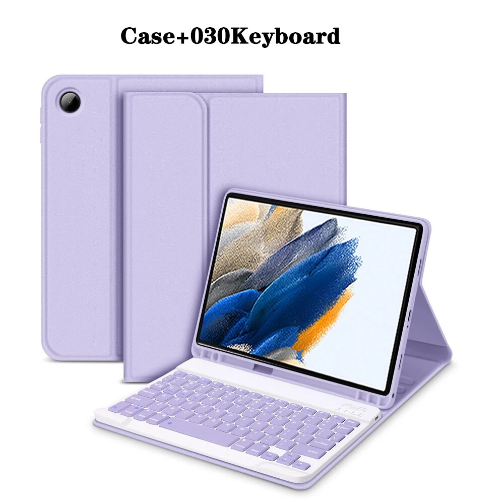Чехол HUAIBX для Samsung Galaxy Tab A8 10,5" со встроенной клавиатурой Фиолетовый, Purple 1, Korean