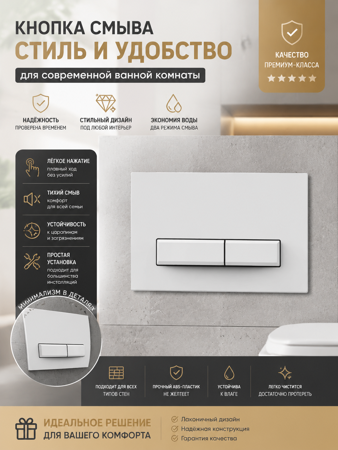 Кнопка смыва для инсталляции Geberit Sigma Duofix UP320/UP300, Две кнопки, ABS пластик, Белый глянцевый, совместима с Geberit Sigma 50 115.788.11.2