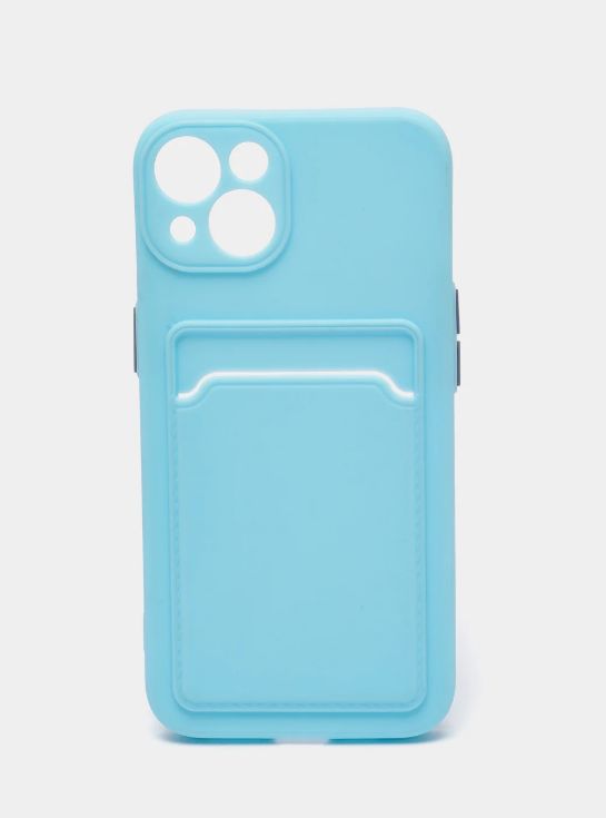 Силиконовый чехол Button для Apple iPhone 15 с карманом для карт