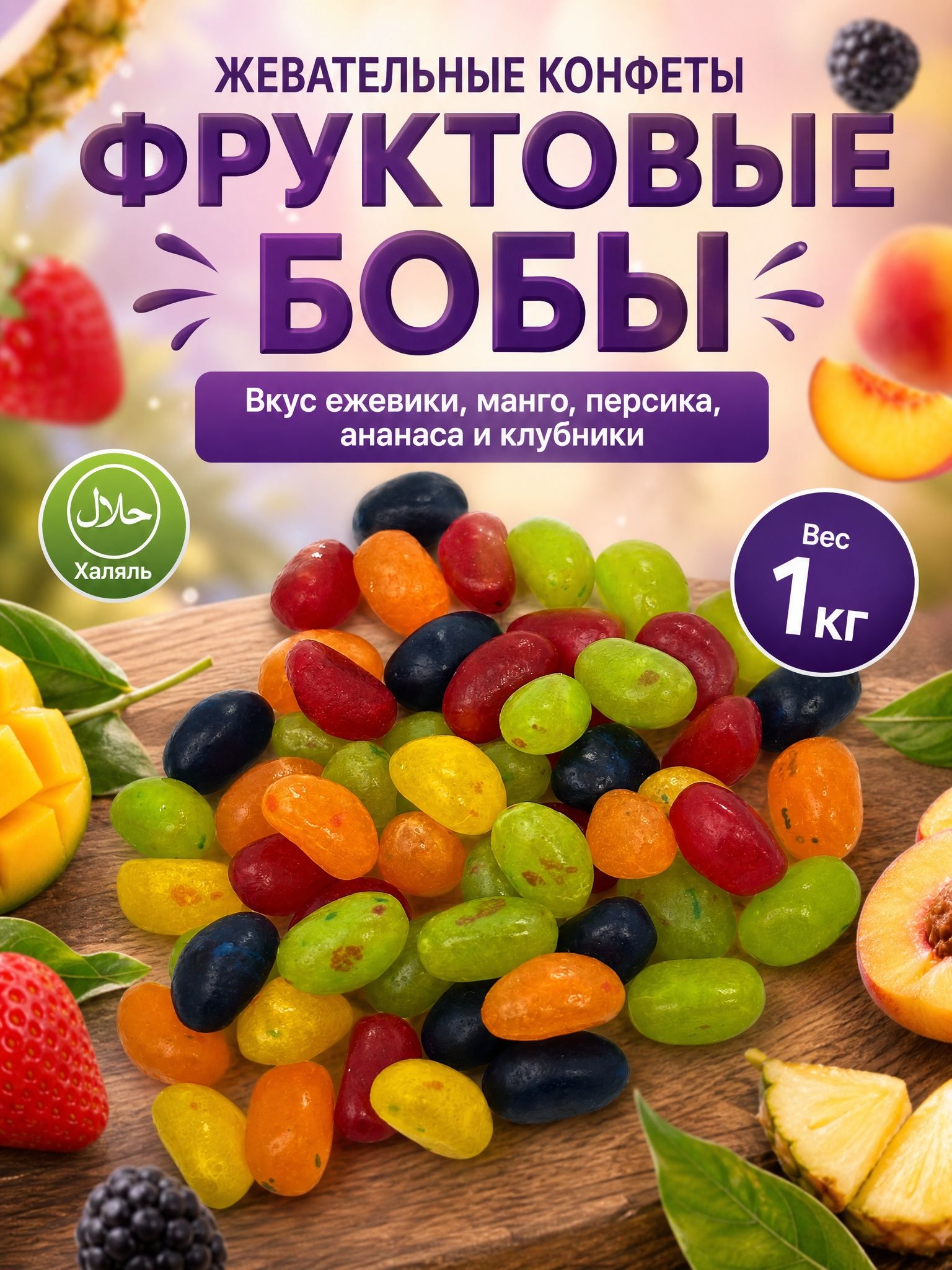 Жевательные конфеты BEBETO Фруктовые бобы, 1кг