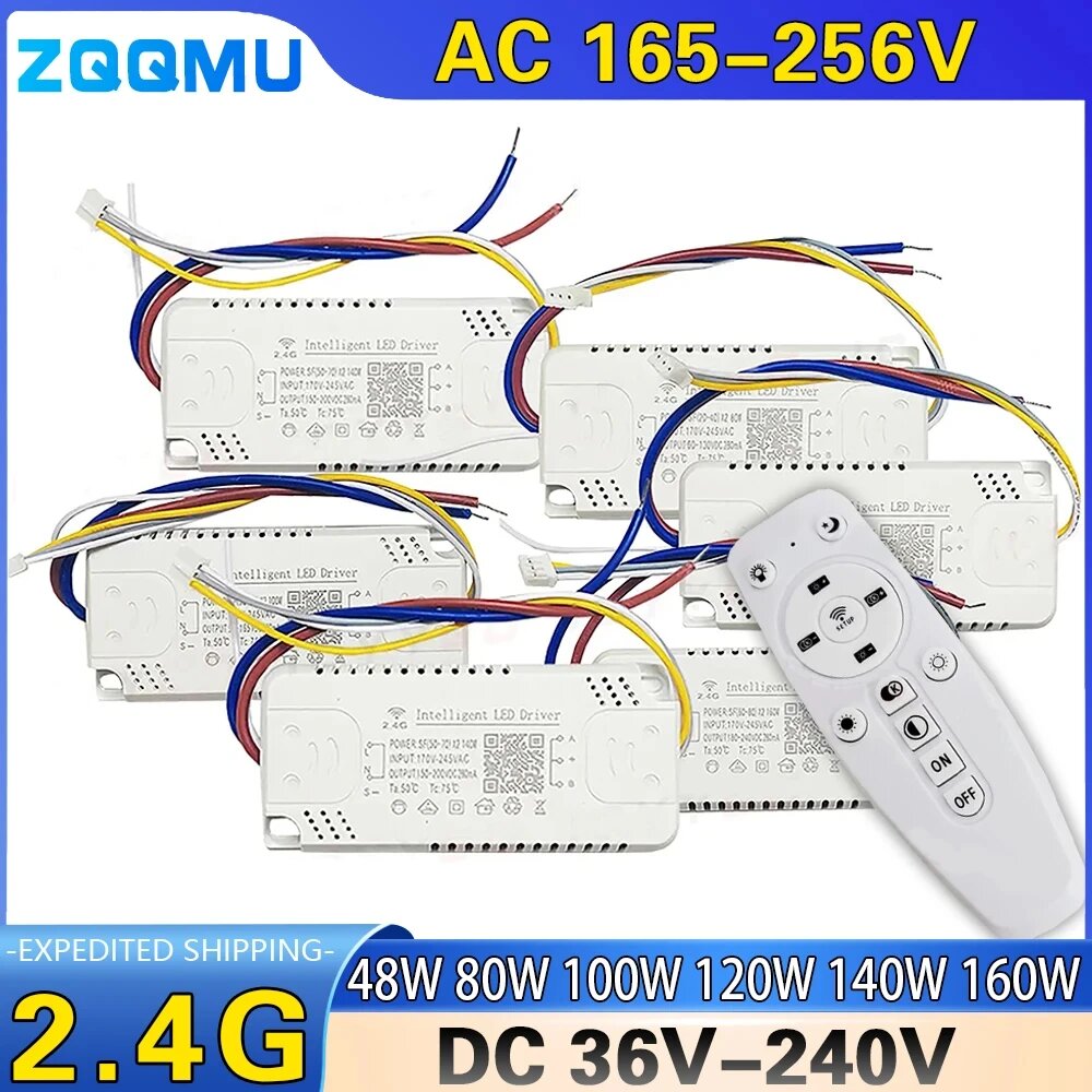 ZQQMU Интеллектуальный LED-трансформатор 2.4G для люстры 12-360Вт 12-24W 48W