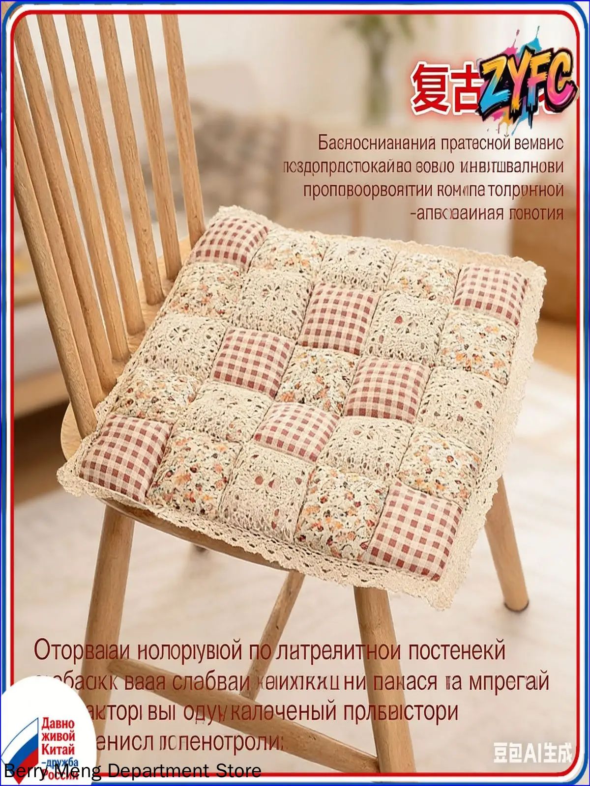 Подушка на стул 40x40 см 1 шт на завязках хлопок белый