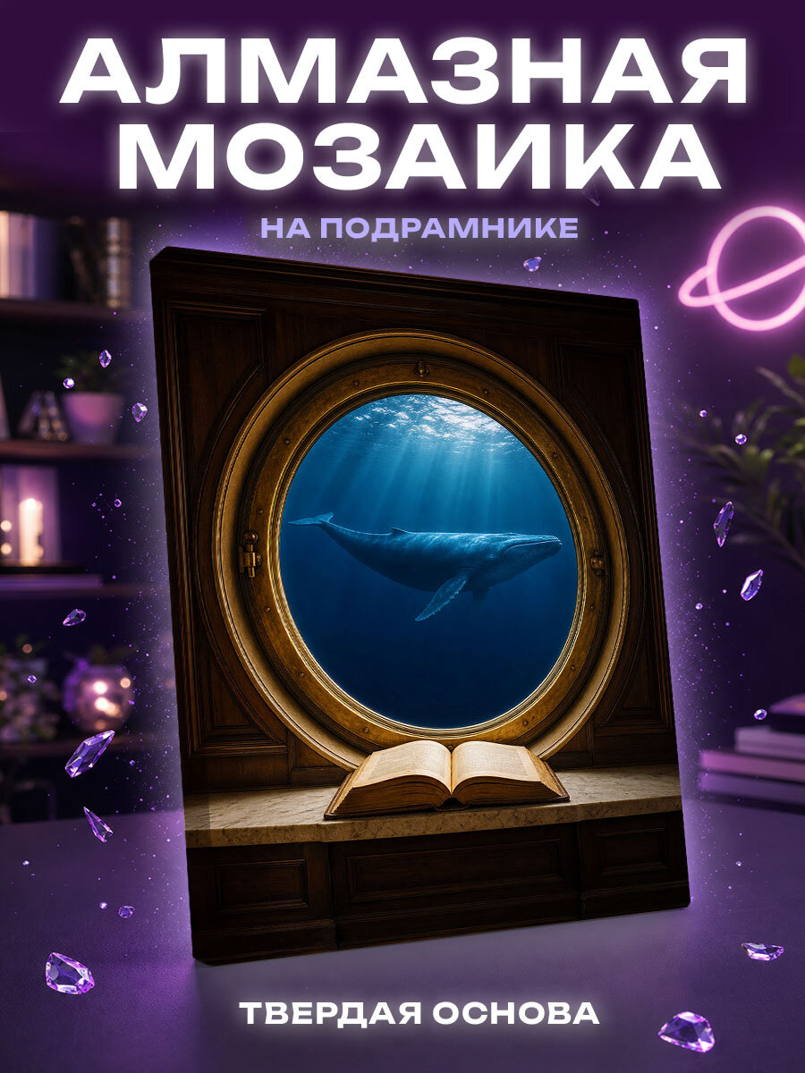 Алмазная мозаика Кит за окном библиотеки
