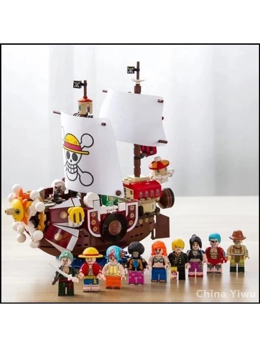 Эксклюзивный набор миниатюр SY6299 One Piece: Луффи, Зоро, Франки, Санджи, Чоппер и Нами на пиратском судне Тысяча Солнц