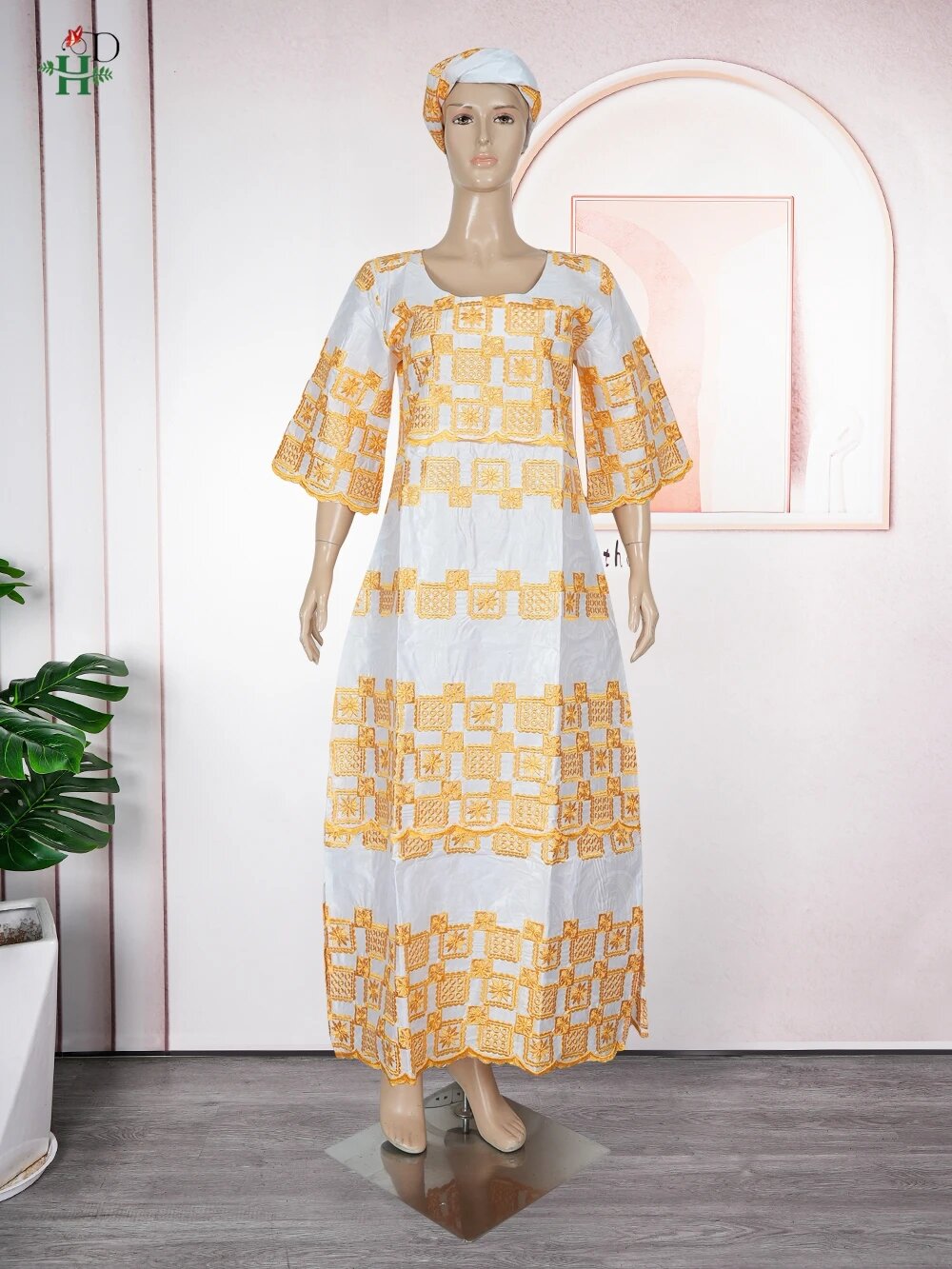 Наряды для семьи H&D в африканском стиле для свадьбы Желтый, XXXL, women 1