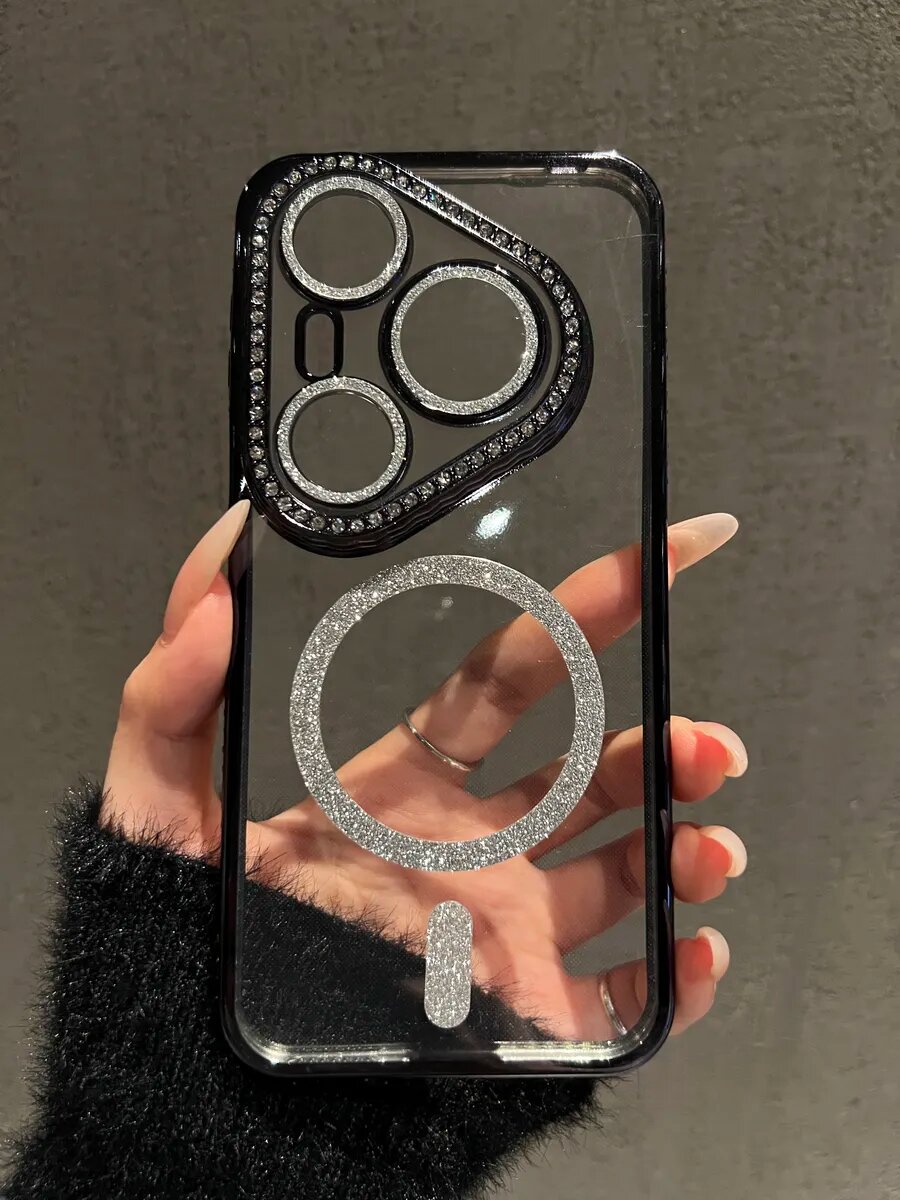 Чехол на Huawei Pura 70 Pro MagSafe со стразами