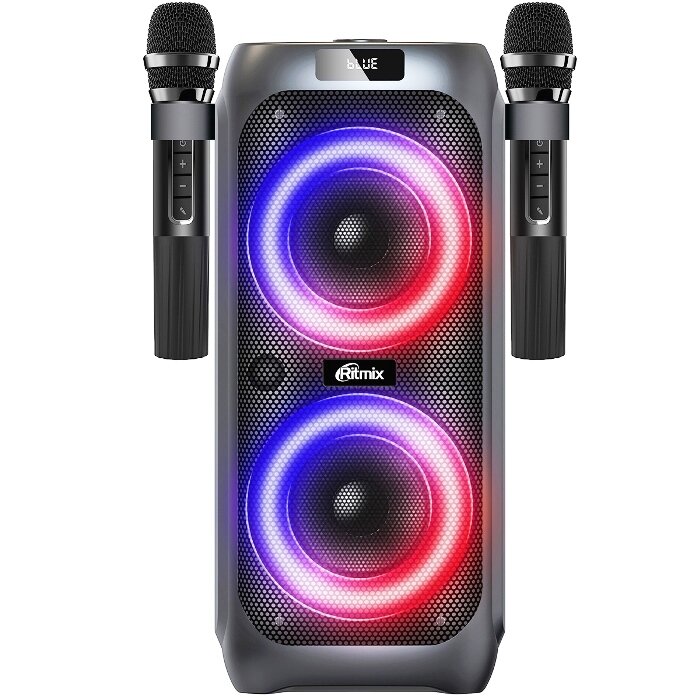 Портативная караоке- колонка с 2мя беспроводными микрофонами Ritmix SP-500B. Bluetooth, USB, microSD, AUX, FM-радио .