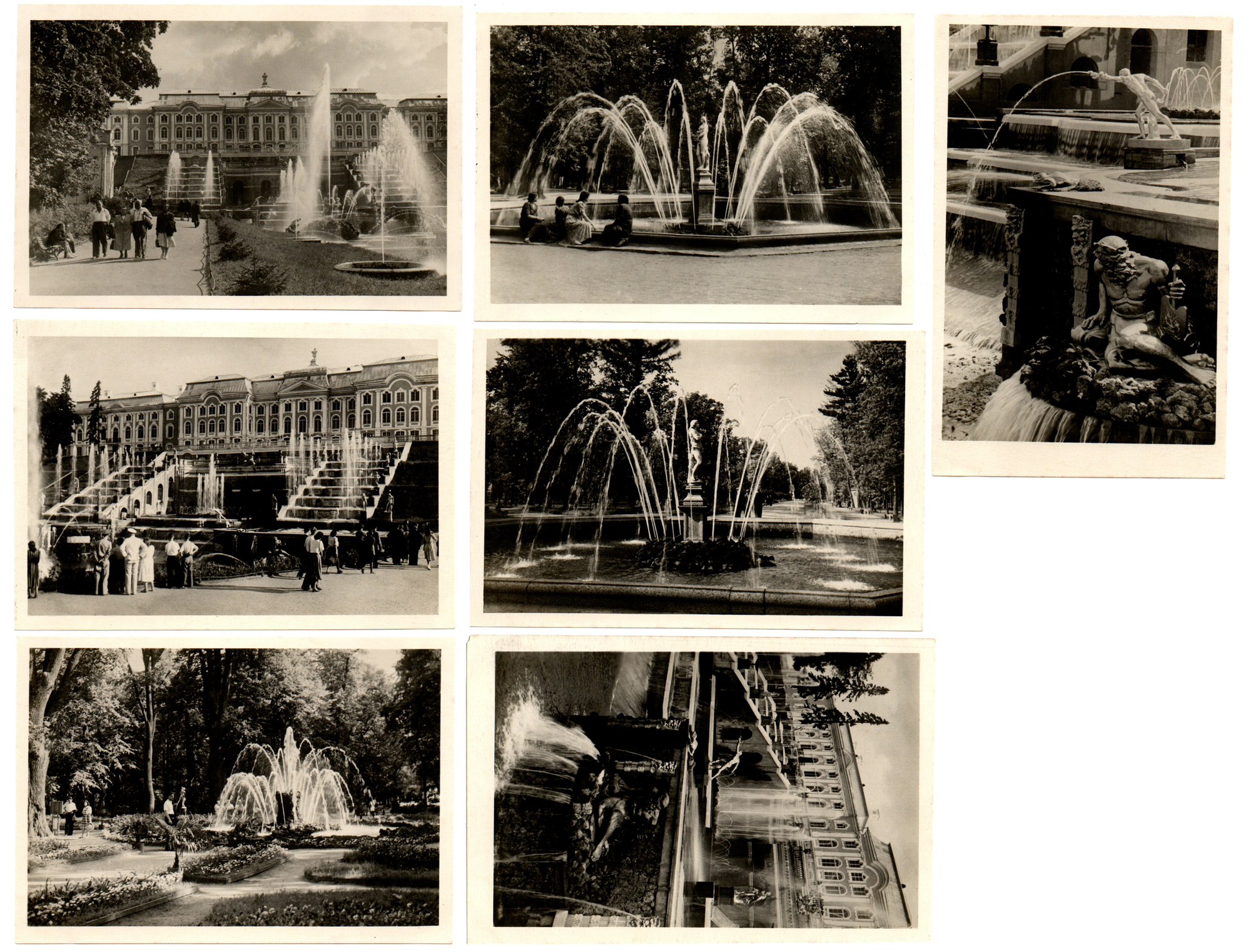 Фотооткрытка Петродворец 1954 г. 7 шт. XF