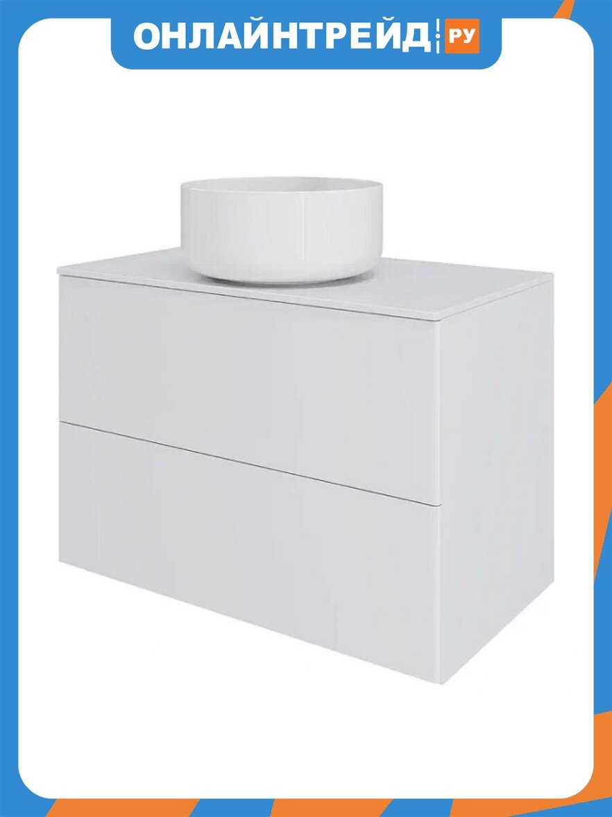 Тумба с раковиной Orange Отто Ot-75TuMDF+B07-345W подвесная 75 см, белый глянец