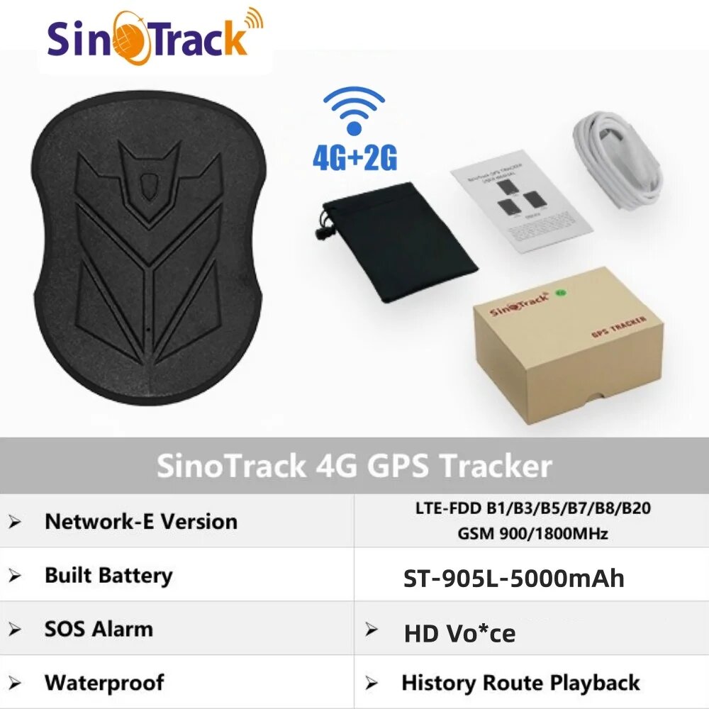 GPS трекер SinoTrack 4G ST-905L-E с магнитом, водонепроницаемый