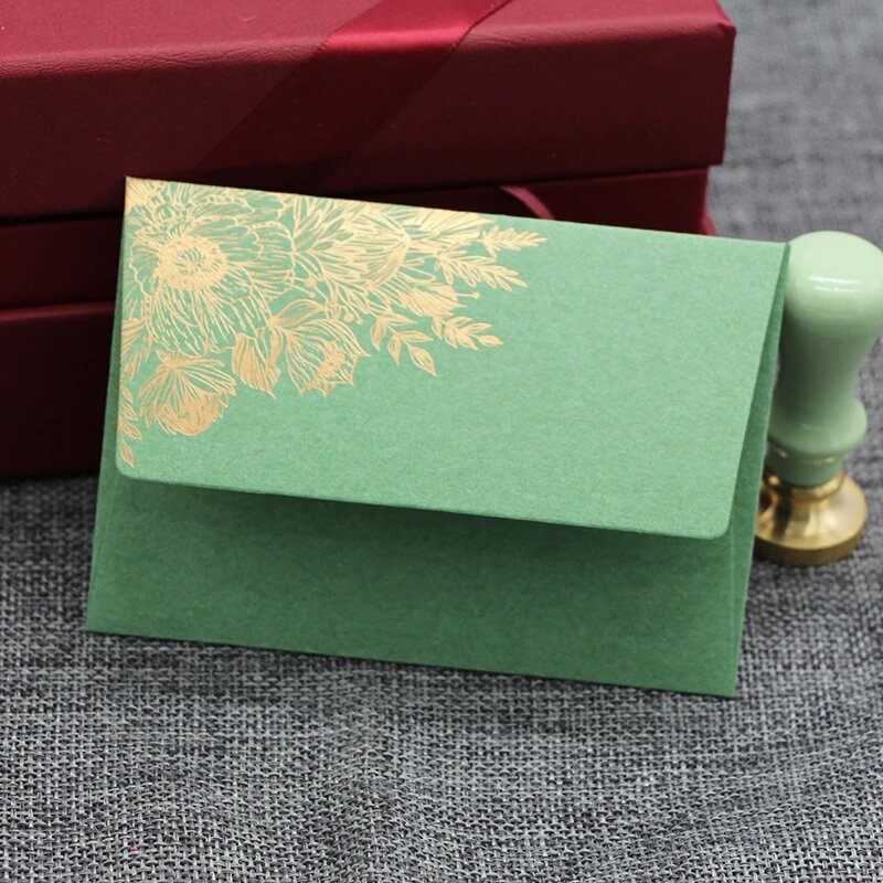Конверты из жемчужной бумаги HUALIWEN, 10 шт. Изумрудный, Small light green