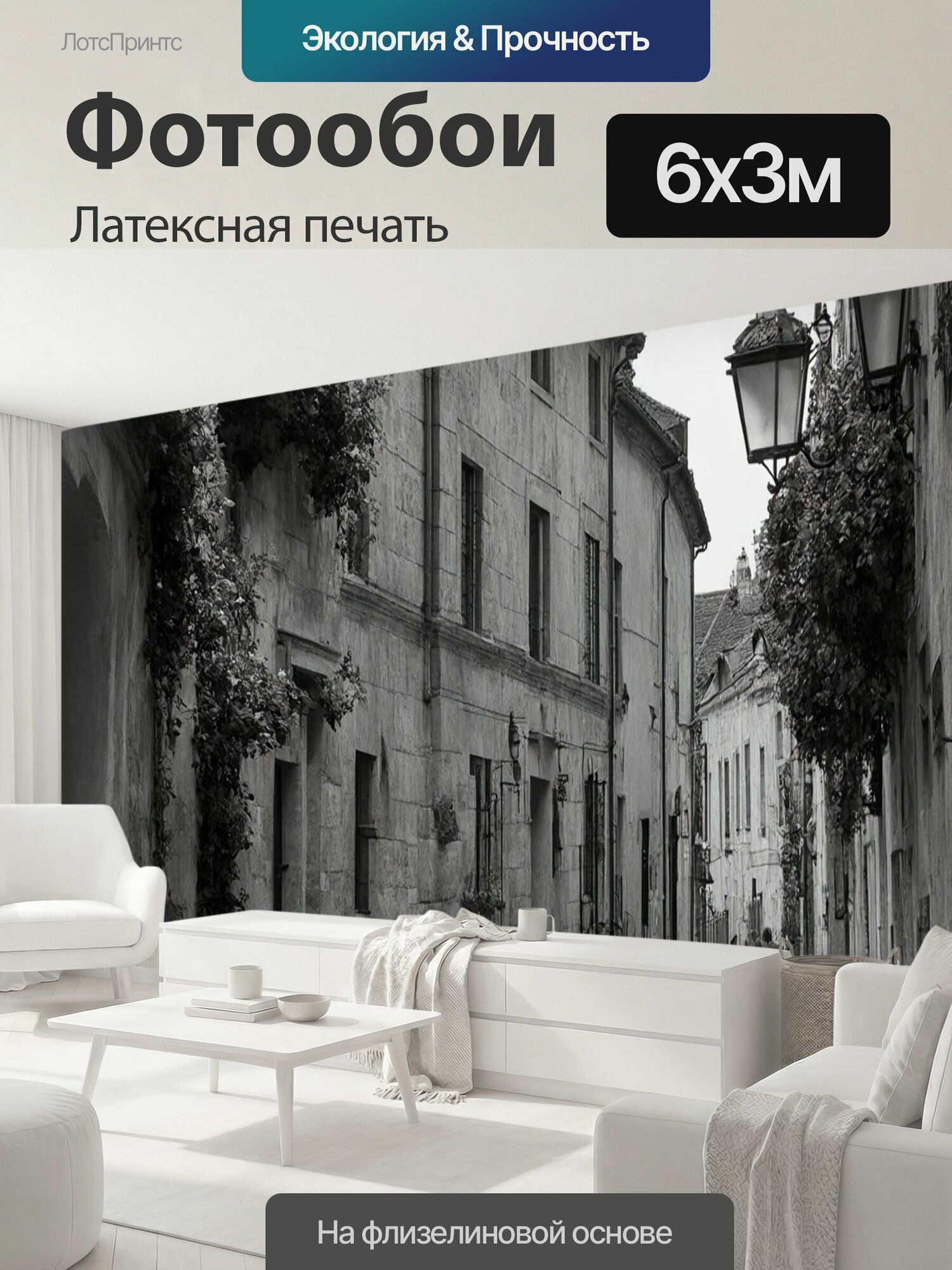 Фотообои моющиеся ударопрочные "Прованс, на которых изображены мядовые улочки, вымощенные булыжником, с великолепными домами xvii века." 600x300 см. латексная печать