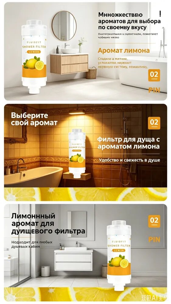 Фильтр-картридж для душа с ароматом лимона для дома