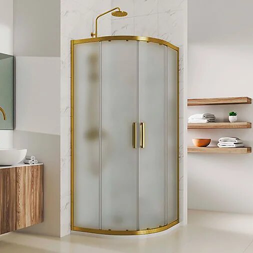 Душевой уголок Kubele DE018 RL-MAT-BR без поддона, стеклянный, 85x85, с матовым стеклом, бронза, раздвижной