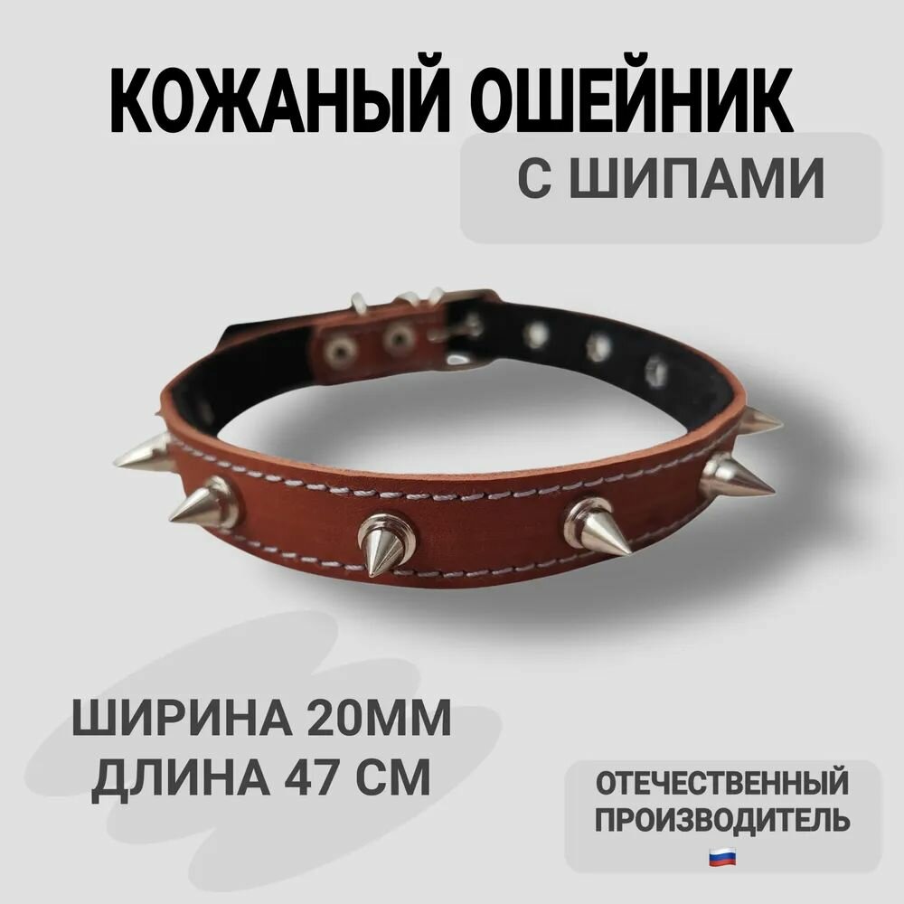 Ошейник с острыми шипами из натуральной кожи для собак/щенков мелких, средних и крупных пород
