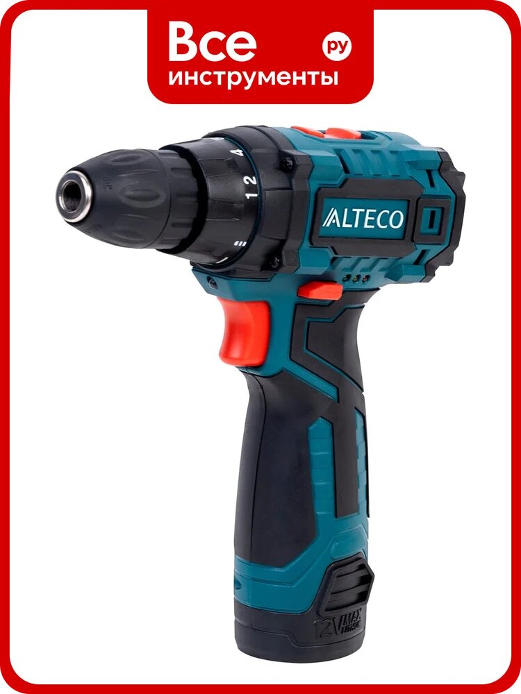 Дрель-шуруповерт Alteco CD 1210.1Li X2, 12В, 2 аккумулятора, быстрозажимной патрон